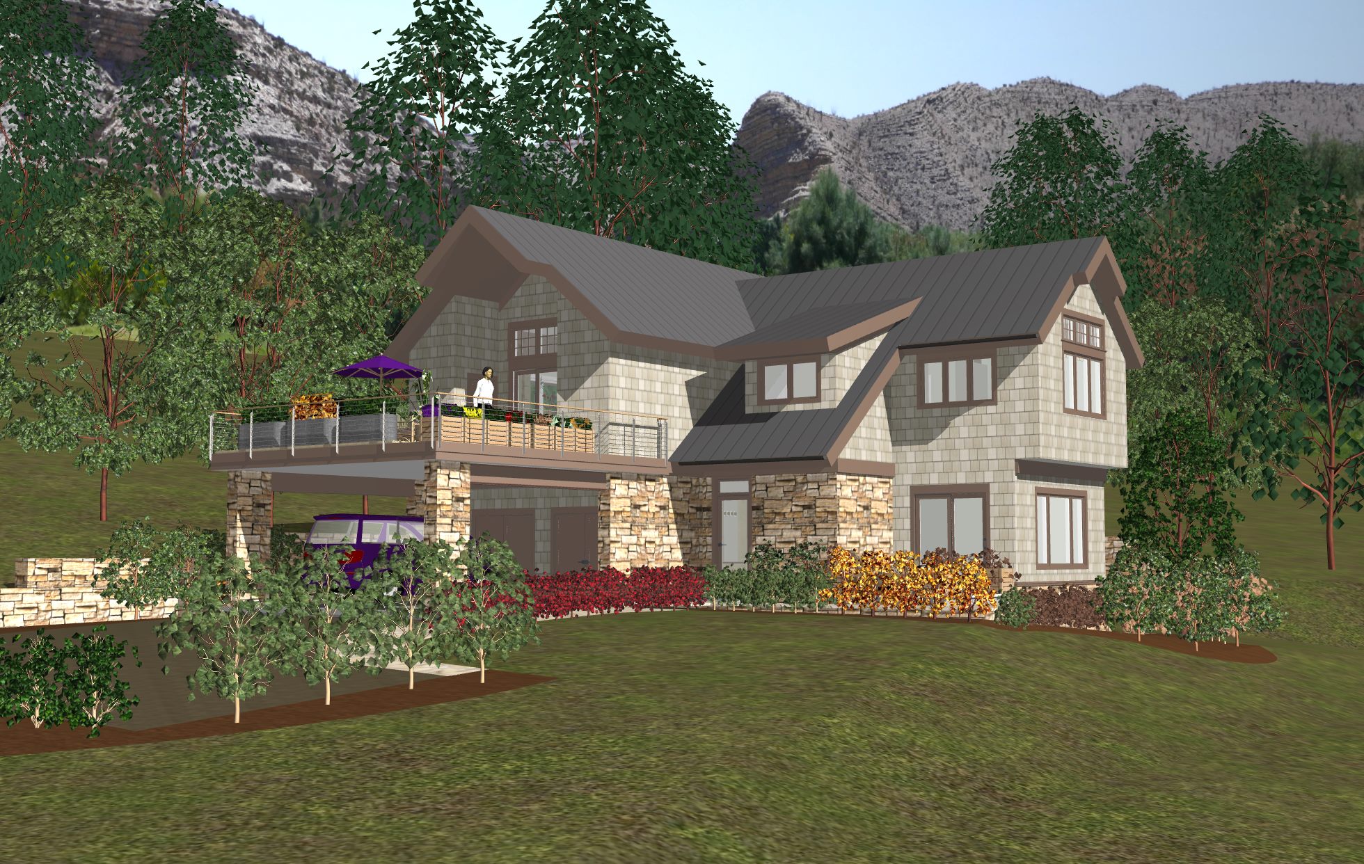 2 story home designs with living spaces above ground level ...